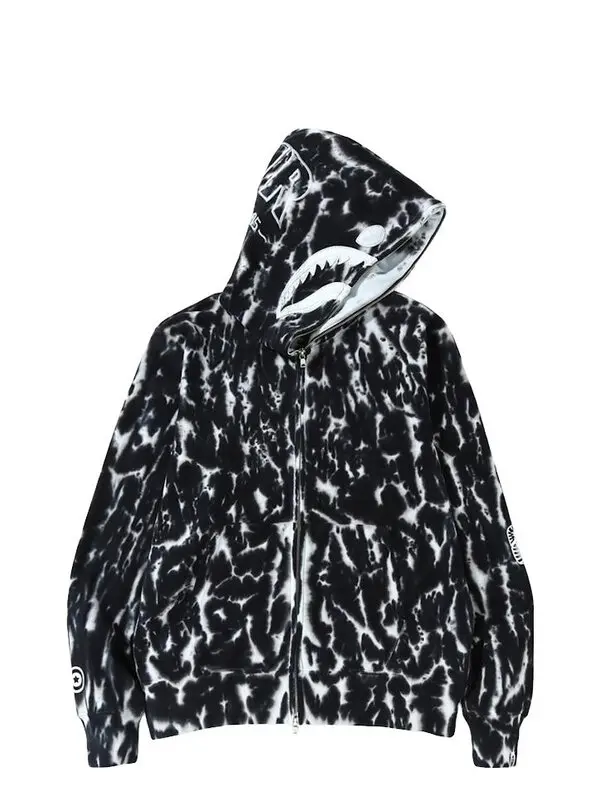 BAPE Tie Dye Ponr Shark Wide Full Zip Hoodie - Black