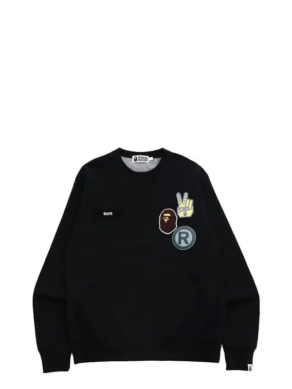 BAPE Jacquard Relaxed Fit Crewneck Sweatshirt - Black