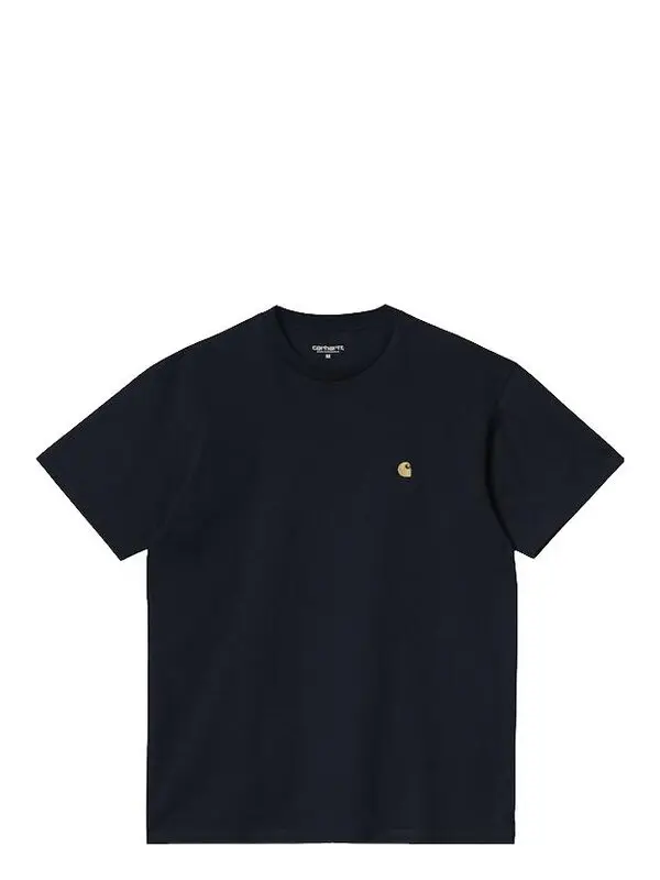 Carhartt Wip Short Sleeve Chase T-shirt - Dark Navy Blue/gold