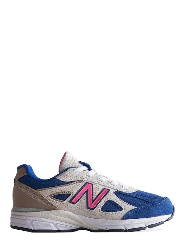 NEW BALANCE 990v4 Kith Daytona Sneakers - Tan/navy Blue/pink