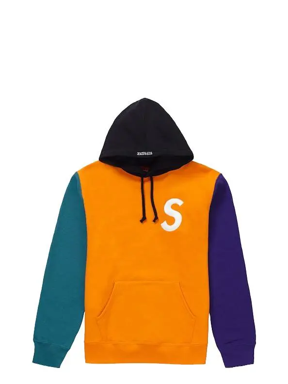 Supreme S Logo Colorblocked Hooded Sweatshirt - Orange