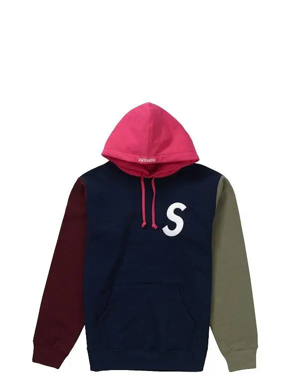 Supreme Logo Colorblocked Hooded Sweatshirt - Navy Blue