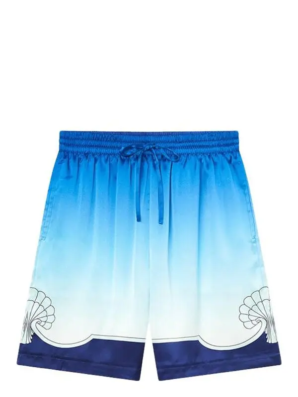 Casablanca Place Vendome Silk Shorts - Blue Gradient