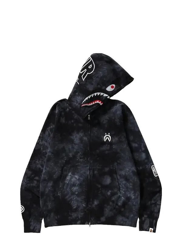 A BATHING APE Tie Dye Shark Full Zip Hoodie - Black