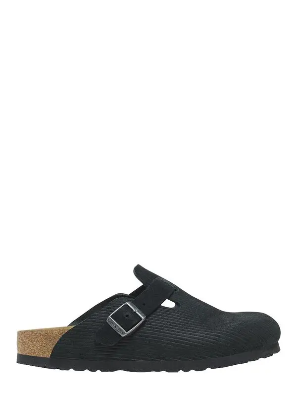 BIRKENSTOCK Boston Embossed Corduroy Slides - Black