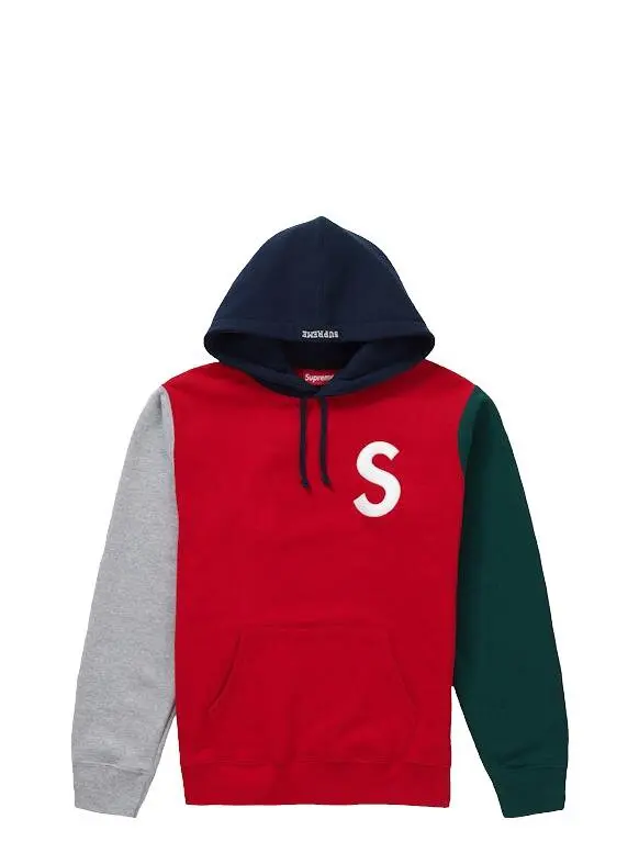 Supreme Logo Colorblocked Hooded Sweatshirt - Red