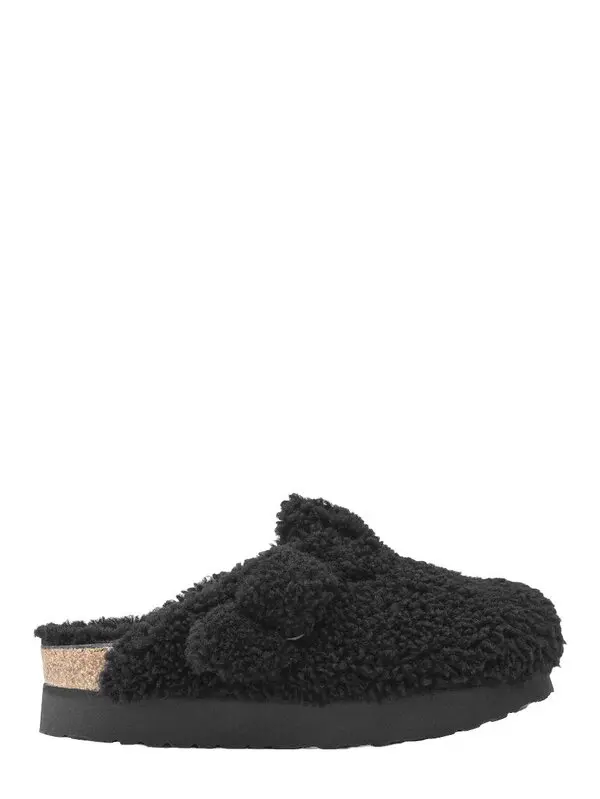 BIRKENSTOCK Boston Big Buckle Shearling Clogs - Teddy Black