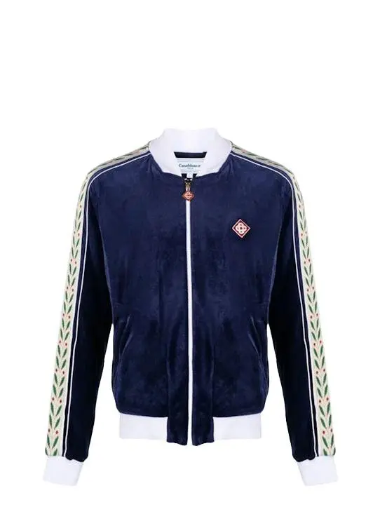 Casablanca Laurel Velour Tracksuit Top - Navy Blue