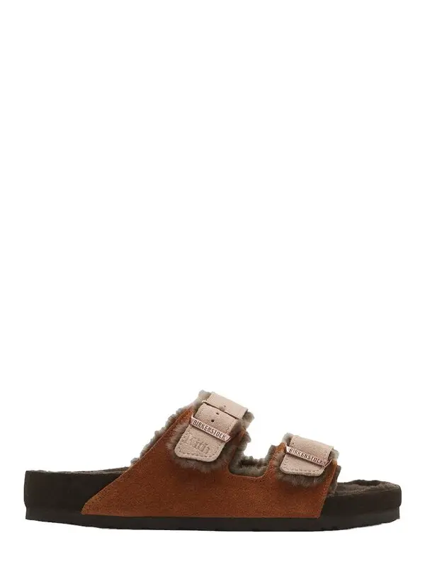 BIRKENSTOCK Arizona Shearling Kithin Sandals - Mink/dark Brown