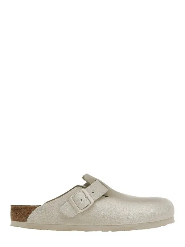 BIRKENSTOCK Boston Suede Clogs - Antique White