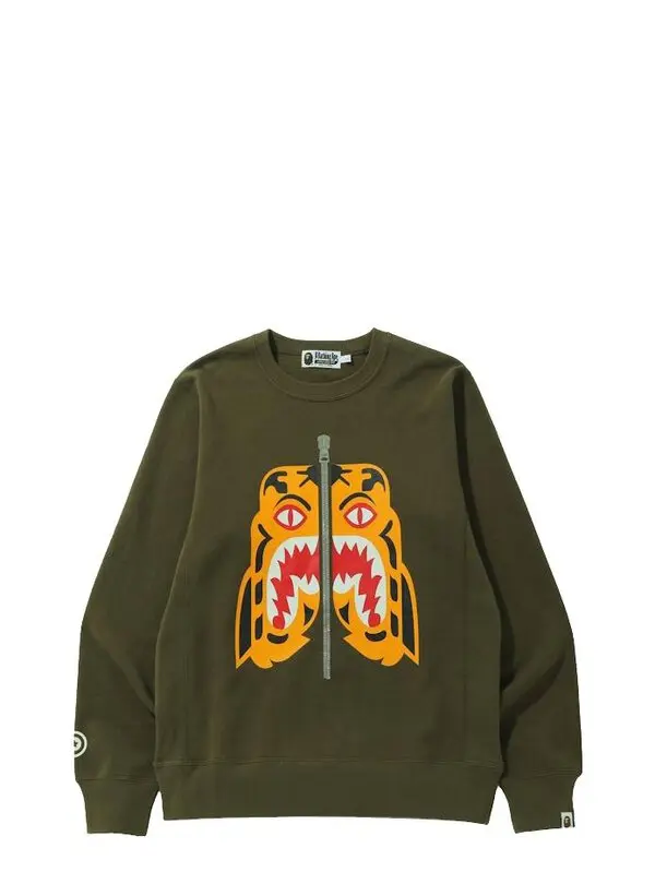BAPE Tiger Crewneck Sweatshirt - Olivedrab Green