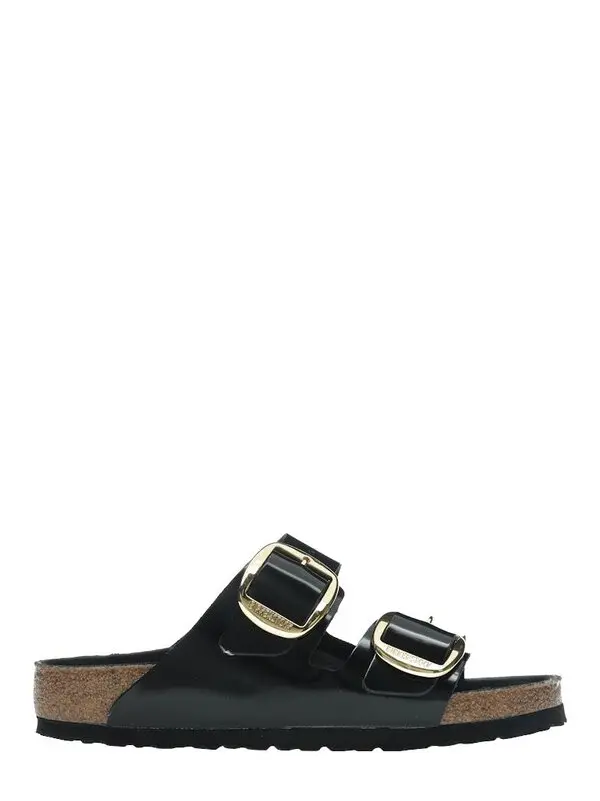 BIRKENSTOCK Arizona Big Buckle Natural Leather Patent Sandals - Black/gold