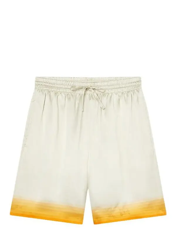 Casablanca Panoramique Silk Satin Shorts - Ivory White/orange