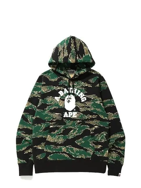 BAPE Tiger Camo College Pullover Hoodie - Green