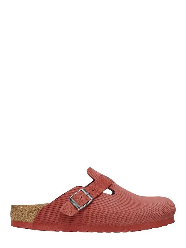 BIRKENSTOCK Boston Embossed Corduroy Suede Clogs - Sienna Red