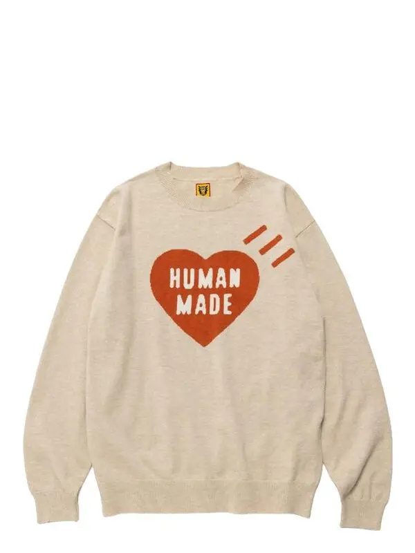 HUMAN MADE Heart Long-sleeve Knit Sweater - Beige