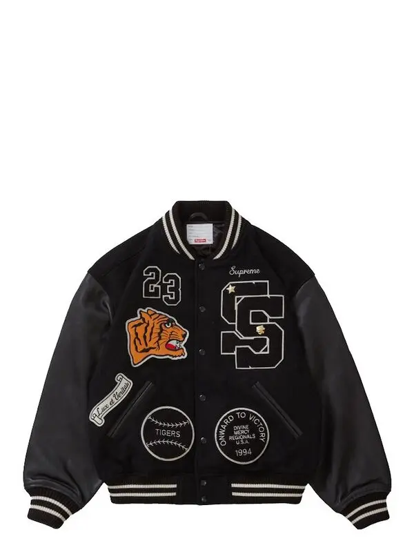 Supreme Tiger Varsity Jacket - Black