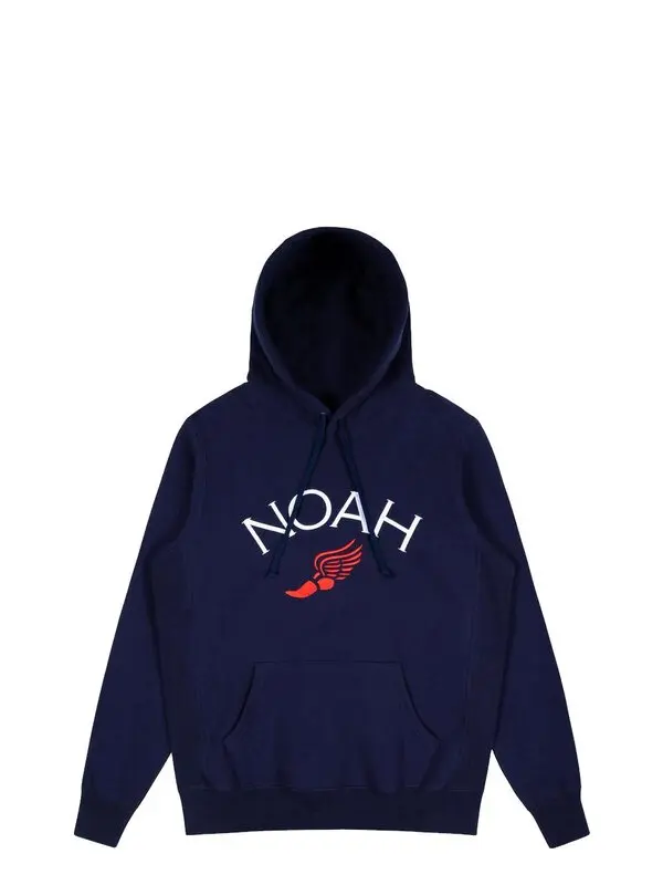 NOAH Winged Foot Embroidered Hoodie - Evening Blue