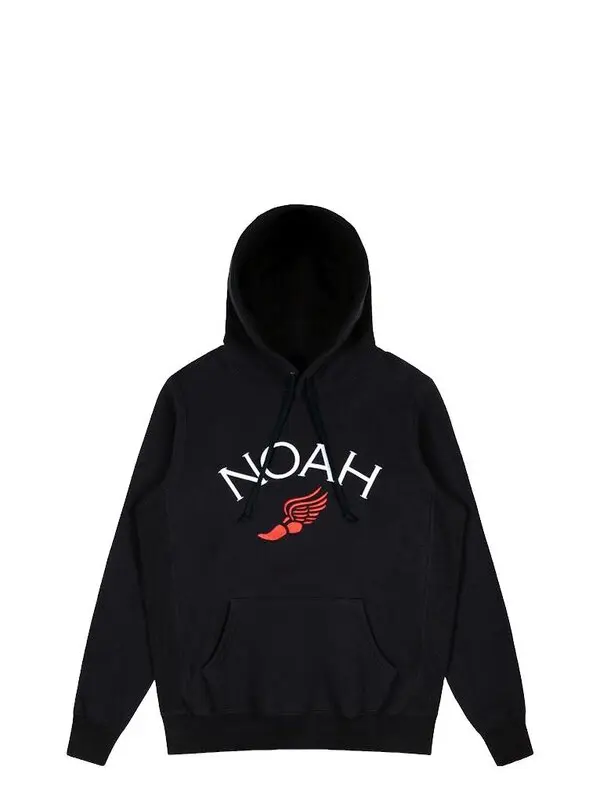 NOAH Winged Foot Embroidered Hoodie - Black