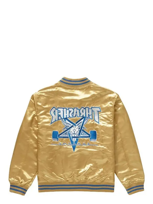 Supreme X Thrasher Satin Varsity Jacket - Gold