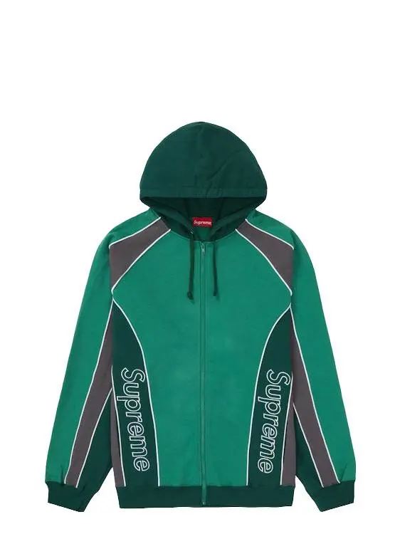Supreme Track Paneled Zip Up Hooded Sweatshirt - Light Pine