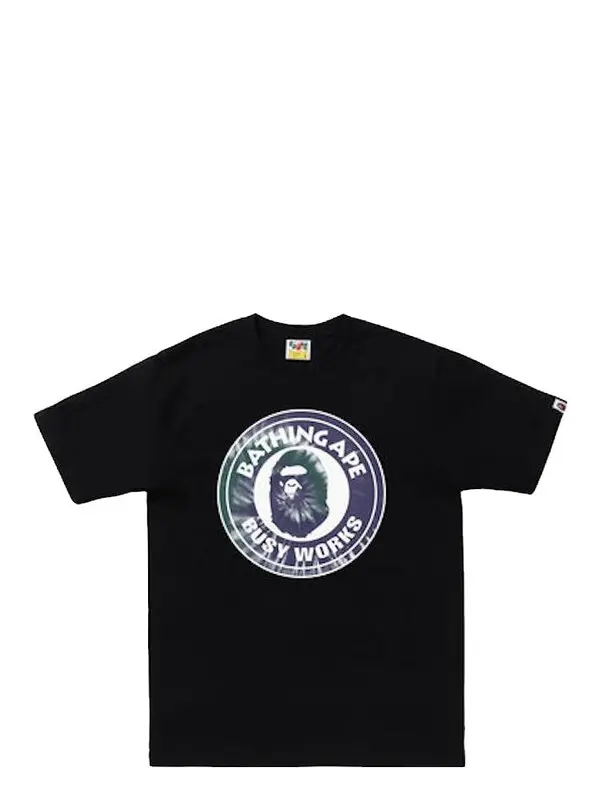 A BATHING APE Tie Dye Busy Works Tee Shirt - Black Purple
