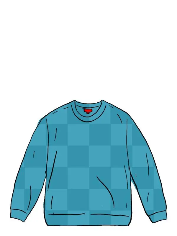 Supreme Tonal Checkerboard Small Box Sweater - Teal
