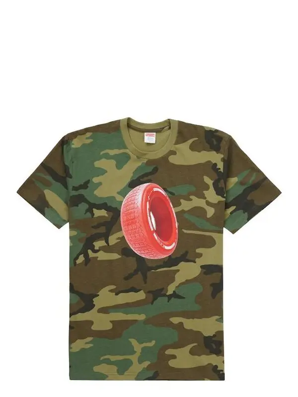 Supreme Tire Tee Shirt - Woodland Camo