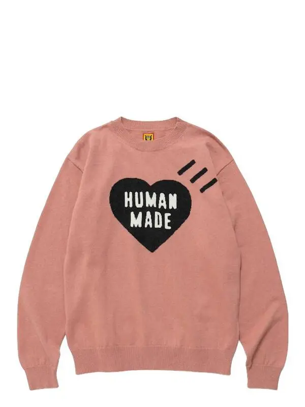 HUMAN MADE Heart Long Sleeve Knit Sweater - Pink