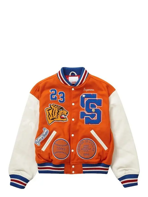 Supreme Tiger Varsity Jacket - Orange