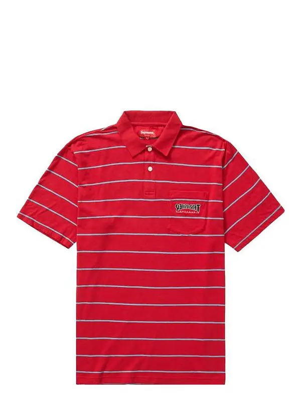 Supreme Thrasher Stripe Polo Shirt - Red