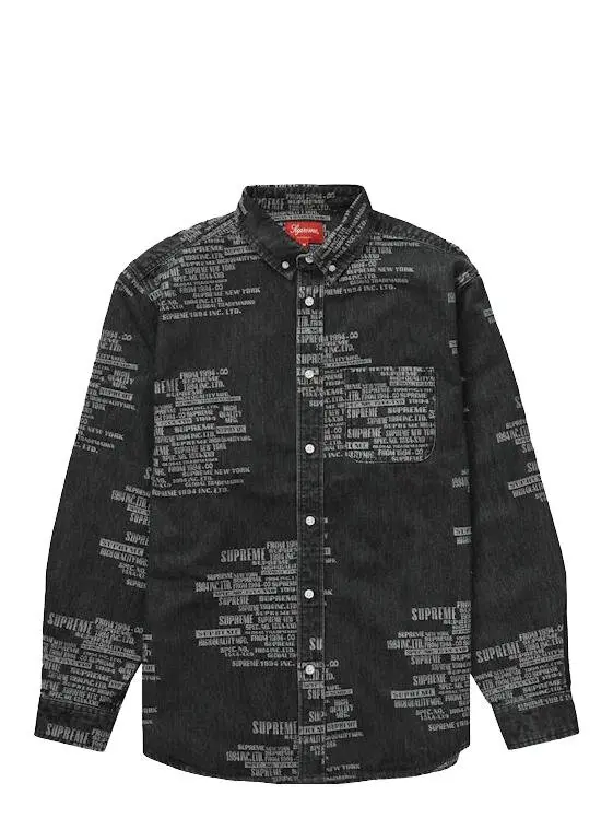 Supreme Trademark Jacquard Denim Shirt - Washed Black