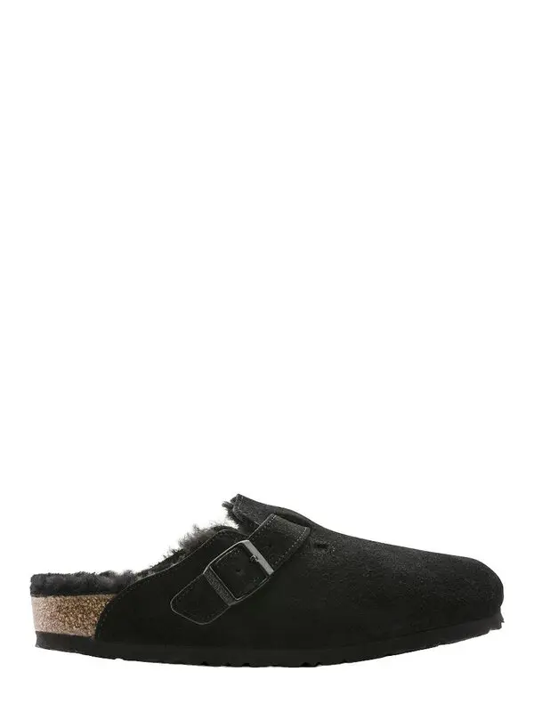 BIRKENSTOCK Boston Shearling Suede Clogs - Black