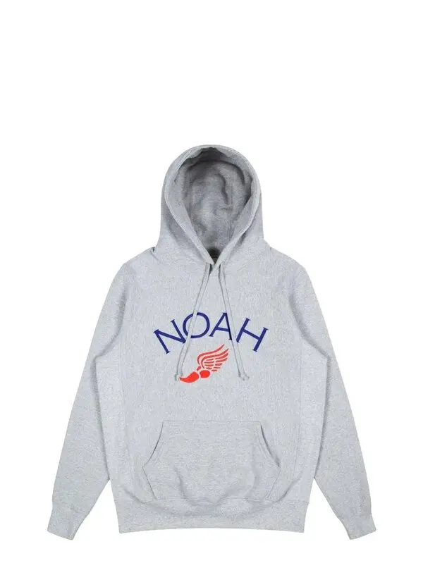 NOAH Winged Foot Embroidered Hoodie - Heather Grey