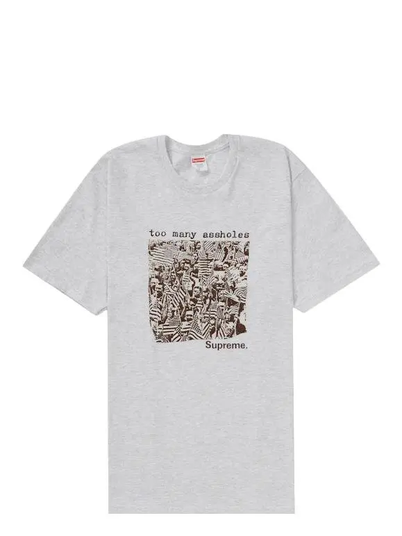 Supreme Too Many Assholes Tee Shirt - Ash Grey