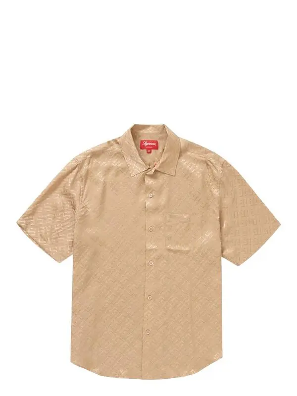 Supreme Tonal Monogram Silk Short Sleeve Shirt - Tan