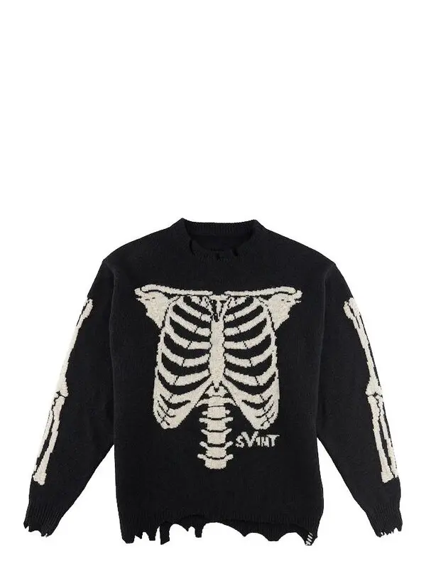 SAINT MXXXXXX X Vlone Bone Knit Sweater - Vintage Black