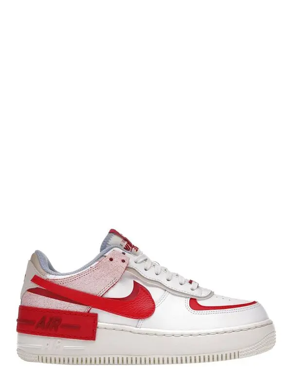 Nike Force 1 Shadow Cracked Leather Sneakers - White/red/pink
