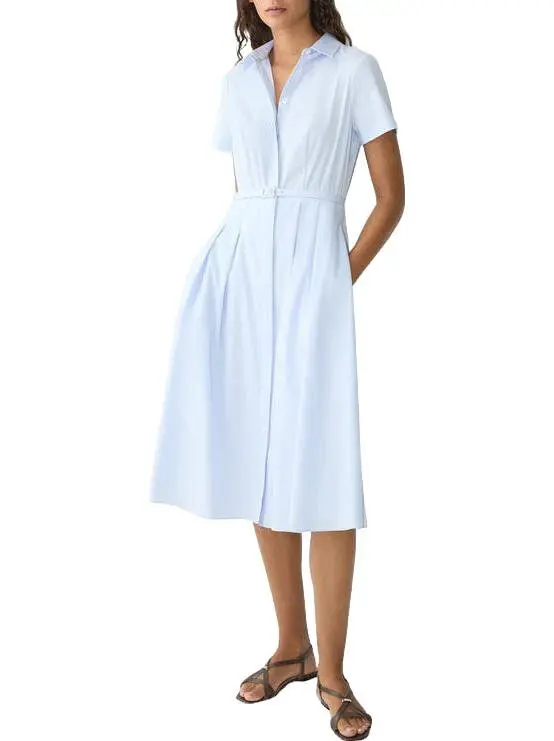 Theory Belted Cotton Blend Shirtdress - Olympic