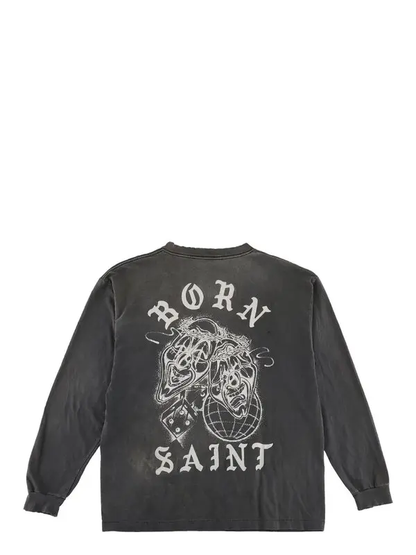 SAINT MXXXXXX X Born X Raised Born Saint Long Sleeve T-shirt - Vintage Black