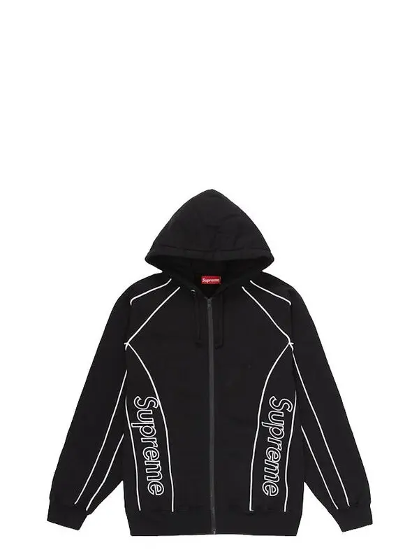 Supreme Track Paneled Zip Up Hooded Sweatshirt - Black