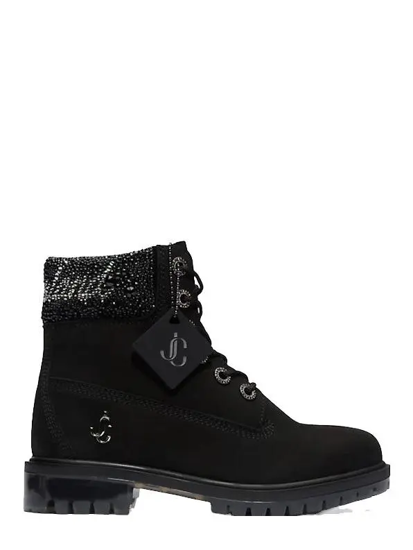 Timberland X Jimmy Choo 6" Boots With Crystal Collar - Black