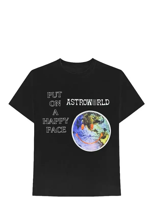 TRAVIS SCOTT Astroworld Happy Face Tee Shirt - Black