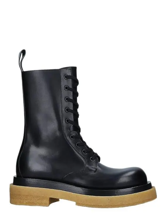 Bottega Veneta Military Calf Lace-up Boots - Black