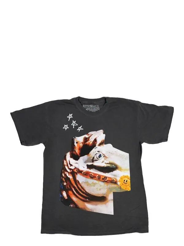 TRAVIS SCOTT Astroworld Horse Head Tee Shirt - Washed Black
