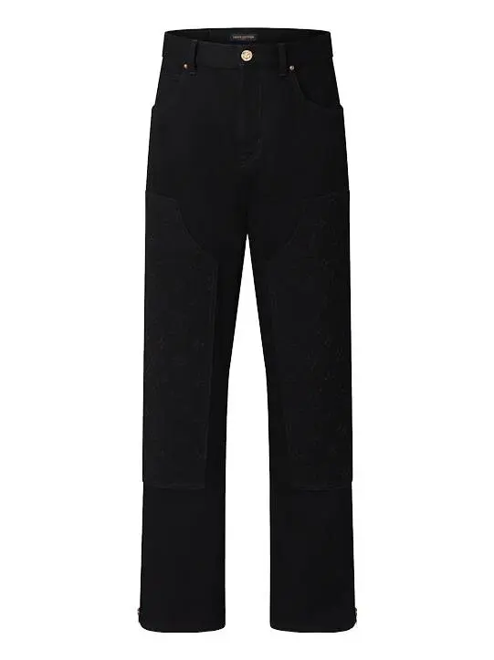 LOUIS VUITTON Monogram Detail Carpenter Denim Pants - Black