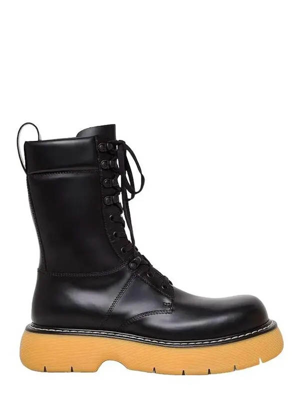 Bottega Veneta The Bounce Leather Ankle Boots - Black/yellow