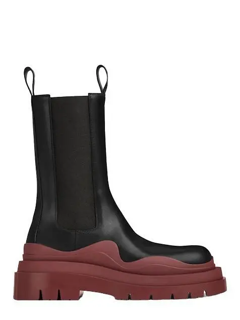 Bottega Veneta Tire Ankle Boots - Black/maroon