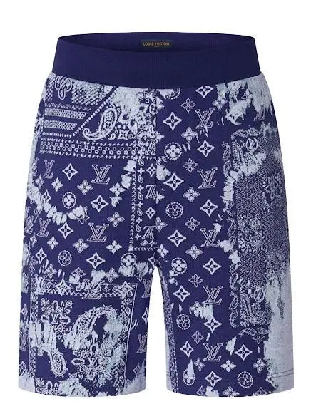 LOUIS VUITTON Monogram Bandana Shorts - Indigo/white