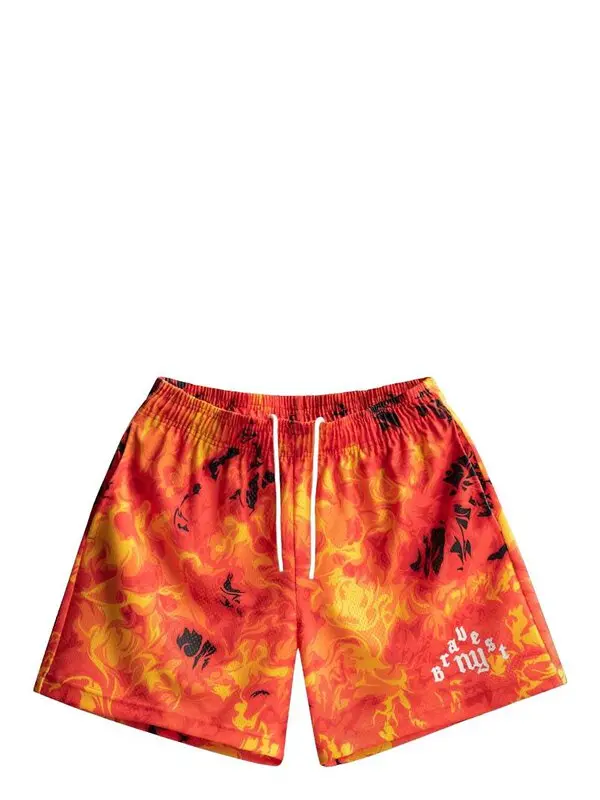 BRAVEST STUDIOS Flame Printed Shorts - Red/orange
